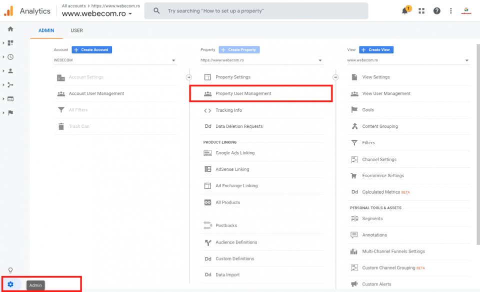 Furnizare acces la contul Google Analytics - Webecom.ro